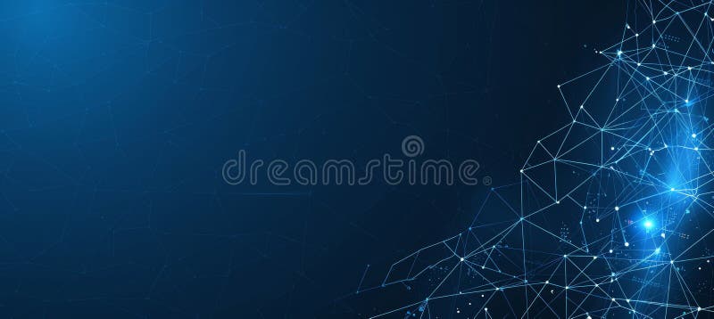 Interconnected Dots on Bright Blue Background Communication Concept in ...
