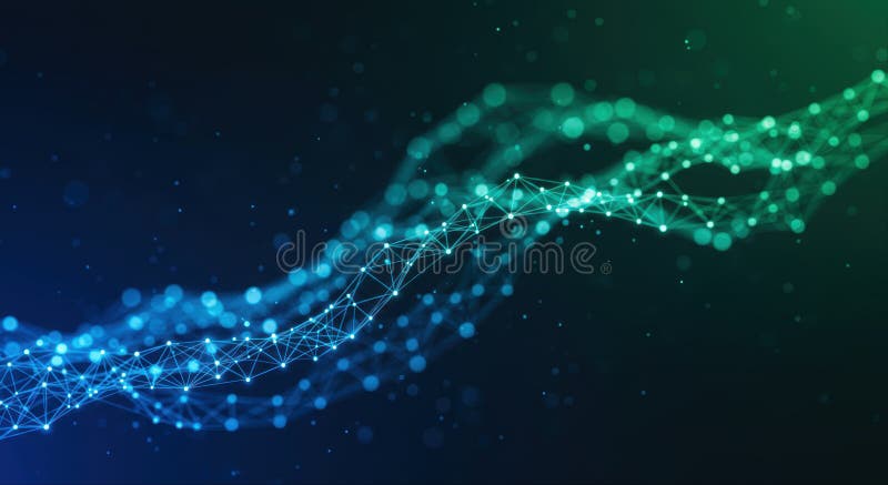 Interconnected Dots and Lines Flow Across a Blue and Green Gradient ...