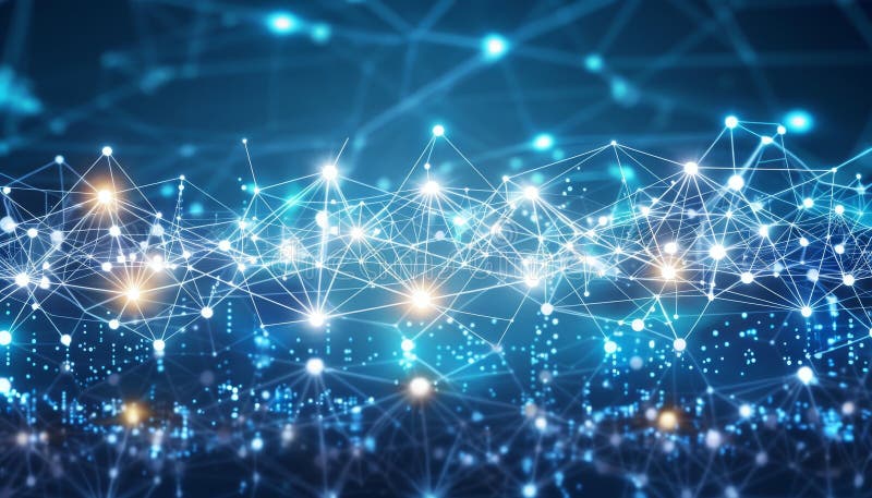 Interconnected Dots on Vibrant Blue Background Abstract Representation ...