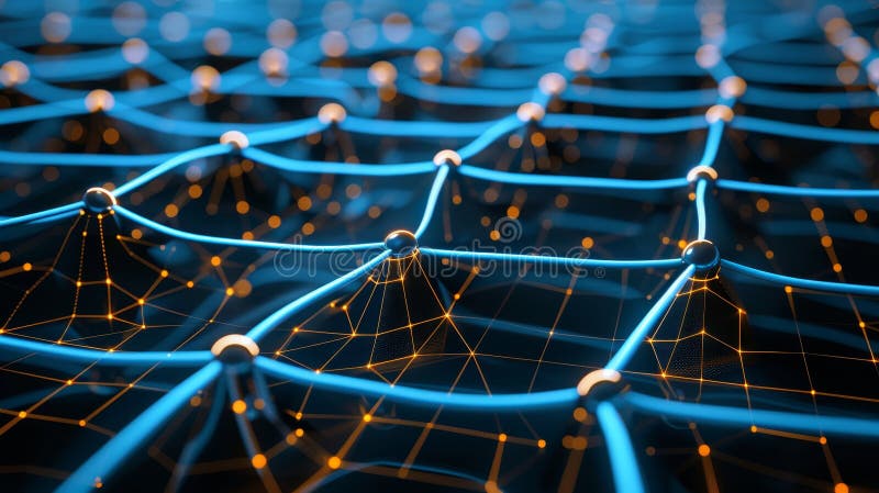 Interconnected Dots on Vibrant Blue Background Abstract Representation ...