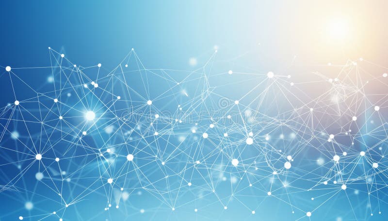 Interconnected Dots on Vibrant Blue Background Symbolizing ...