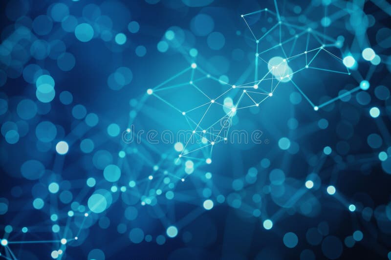 Interconnected Dots on Vibrant Blue Background Symbolizing ...