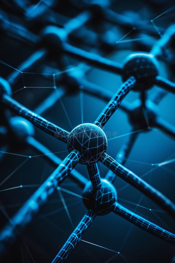 Interconnected Dots on Vibrant Blue Surface Abstract Representation of ...