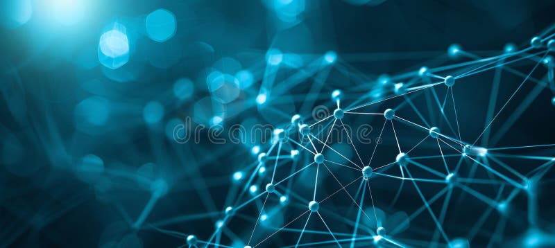 Interconnected Dots on Vibrant Blue Surface Abstract Visualization of ...