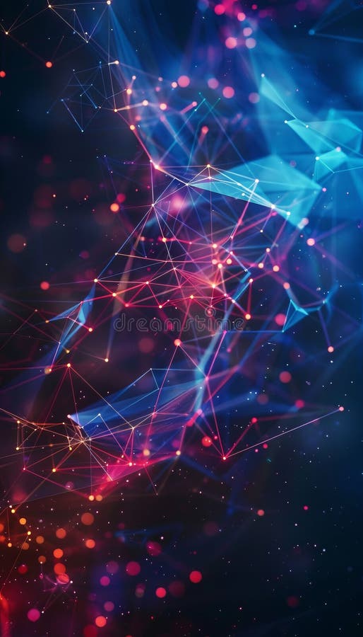 Interconnected Dots on Vivid Blue Backdrop Conveying Communication and ...