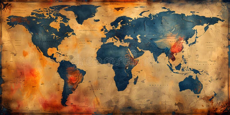 Interconnected Earth: a Modern Map To Human Vastness Stock Illustration ...