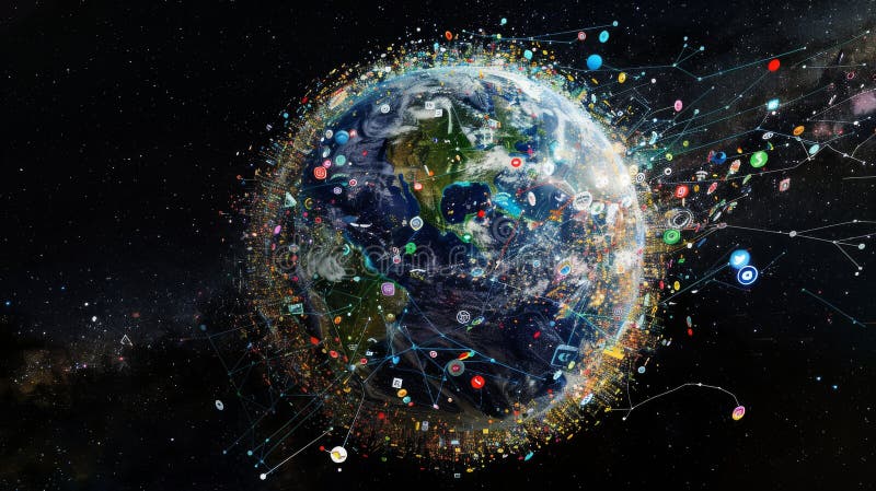 Interconnected Earth Network Stock Image - Image of data, complex ...