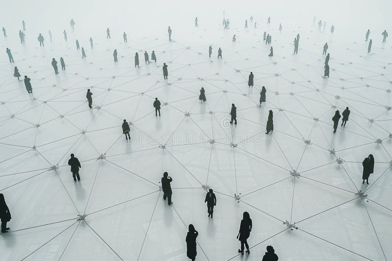 Interconnected Figures on a Digital Landscape Symbolizing Social ...