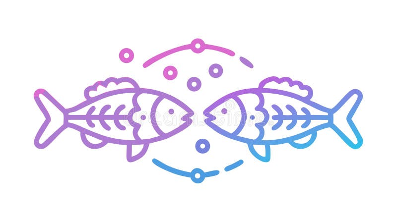 Interconnected Fish Network, Marine Ecosystem Icon, Vector Design ...