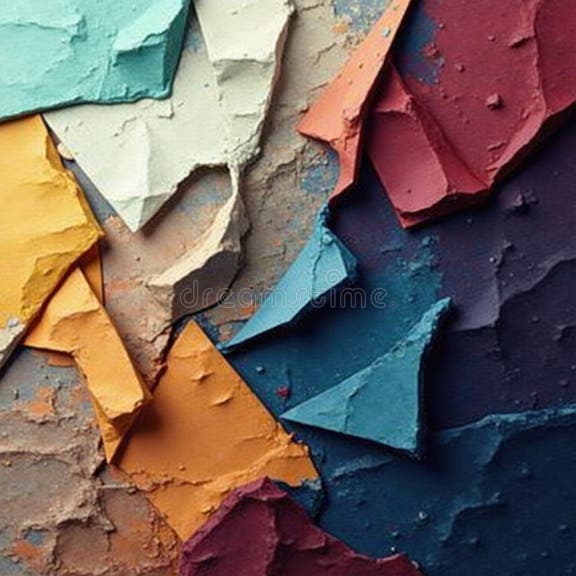 Interconnected Fragmented Forms, Sharp Angles, Muted Tones, Design ...