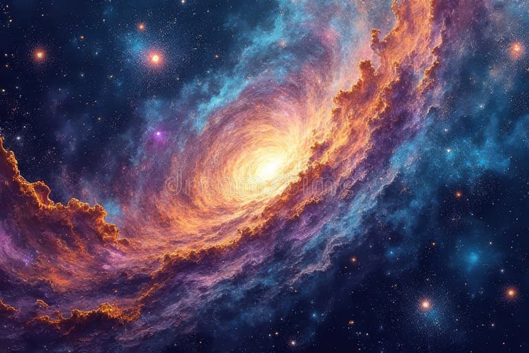 Interconnected Galaxies Exploration Stock Illustration - Illustration ...