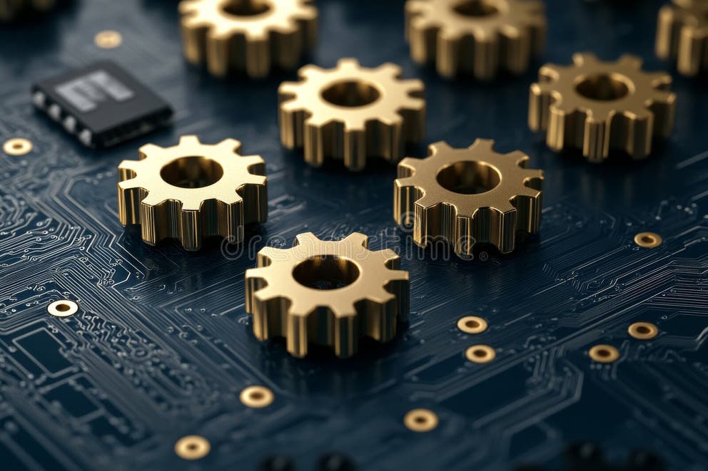 Interconnected Gears and Circuitry Illustrate the Harmonious ...