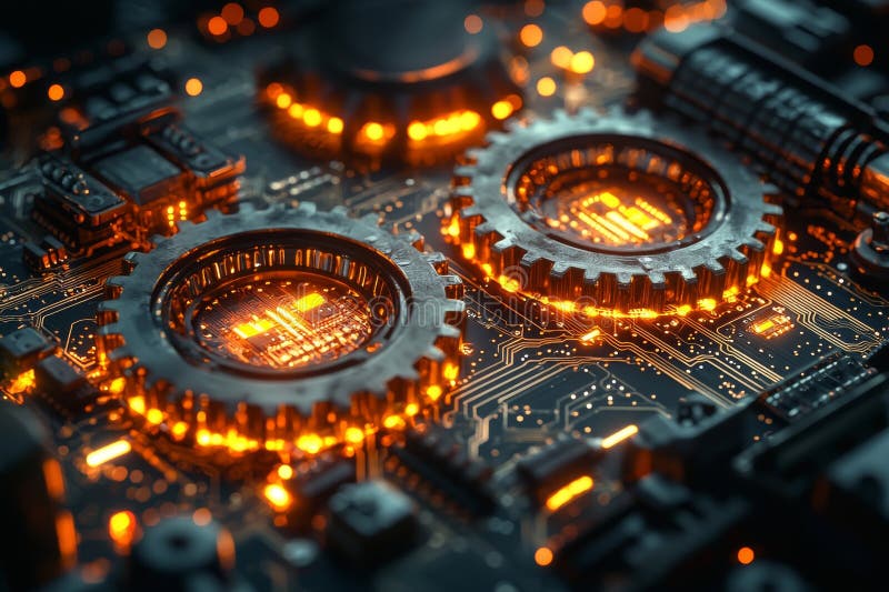 Interconnected Gears and Circuitry Illustrating the Synergy between ...