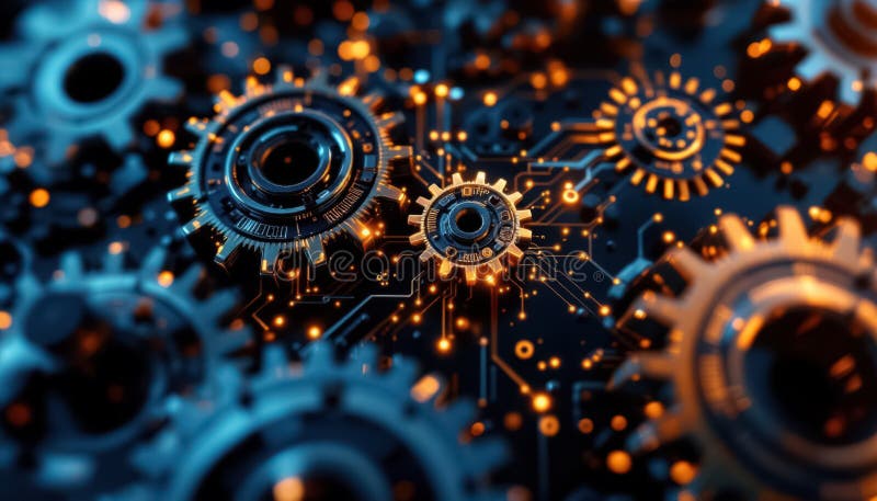 Interconnected Gears and Circuitry Symbolizing Synergy between ...