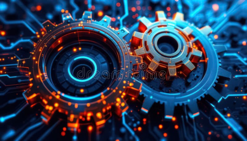 Interconnected Gears and Circuitry Symbolizing Synergy between ...