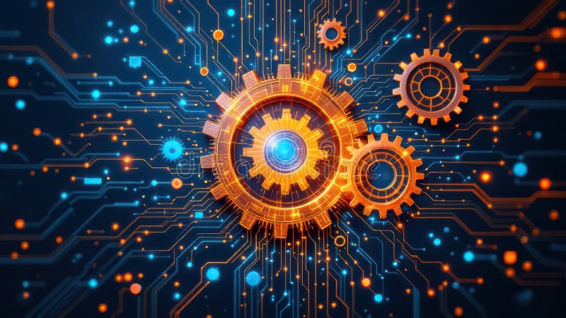 Interconnected Gears and Circuitry Symbolizing Synergy between ...