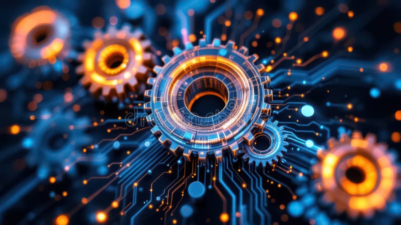 Interconnected Gears and Circuitry Symbolizing Synergy between ...