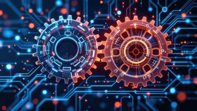 Interconnected Gears and Circuitry Symbolizing Synergy between ...