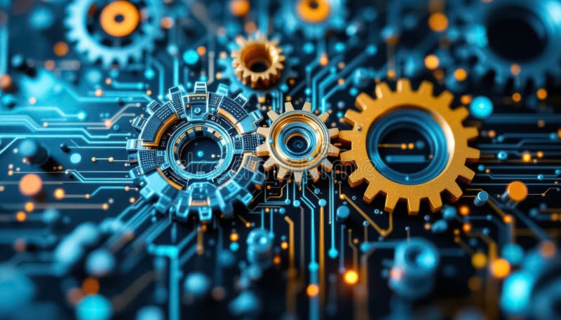 Interconnected Gears and Circuitry Symbolizing Synergy between ...