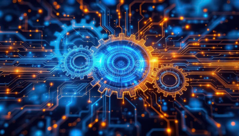 Interconnected Gears and Circuitry Symbolizing Synergy between ...