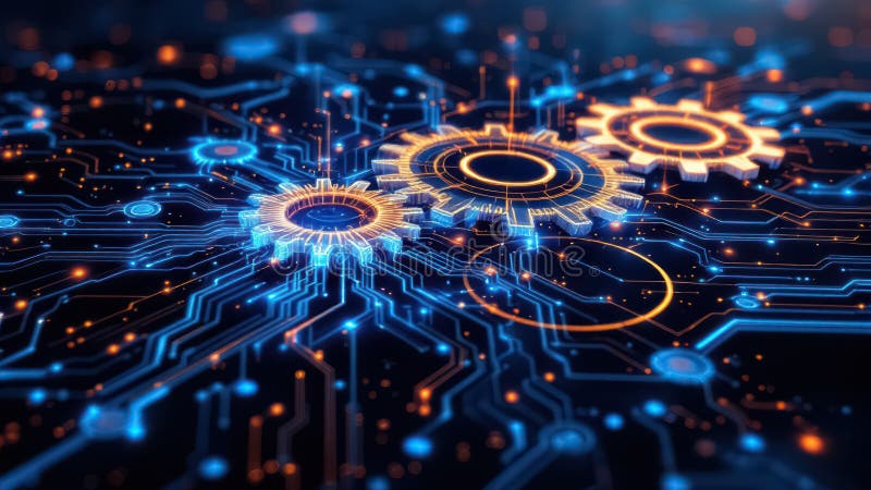 Interconnected Gears and Circuitry Symbolizing Synergy between ...