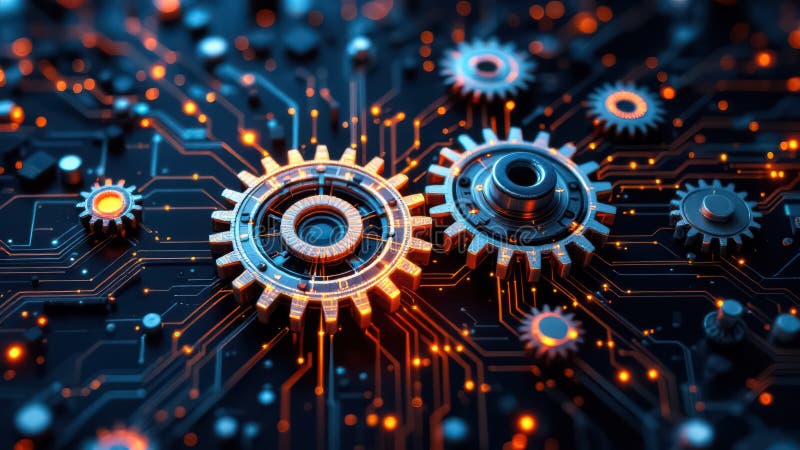 Interconnected Gears and Circuitry Symbolizing Synergy between ...