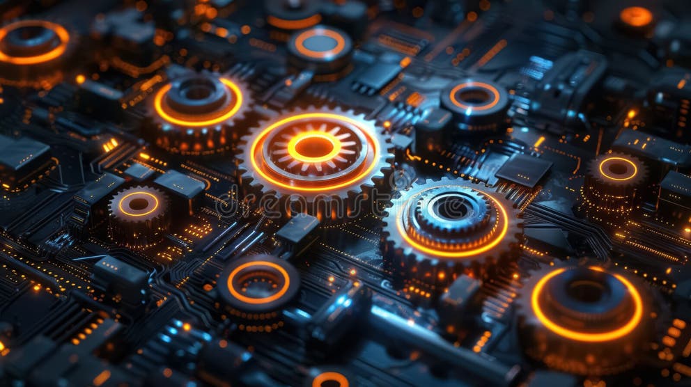 Interconnected Gears and Circuitry Symbolizing Synergy between ...