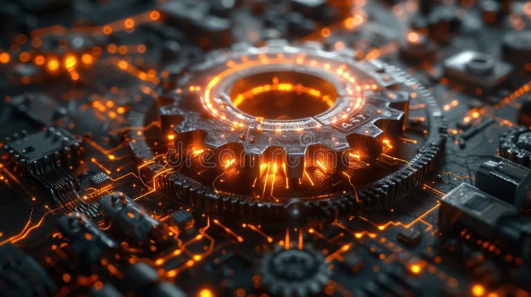 Interconnected Gears and Circuitry Symbolizing Synergy between ...