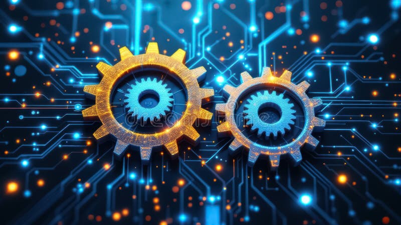 Interconnected Gears and Circuitry Symbolizing Synergy between ...