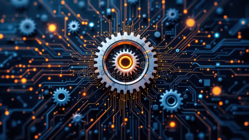 Interconnected Gears and Circuitry Symbolizing Synergy between ...