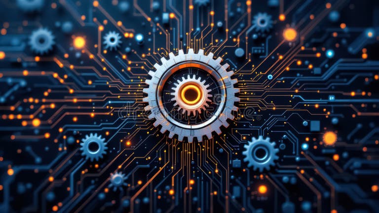 Interconnected Gears and Circuitry Symbolizing Synergy between ...