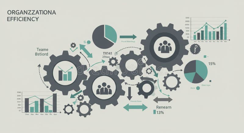 Interconnected Gears Contain Icons and Graphs, Representing ...
