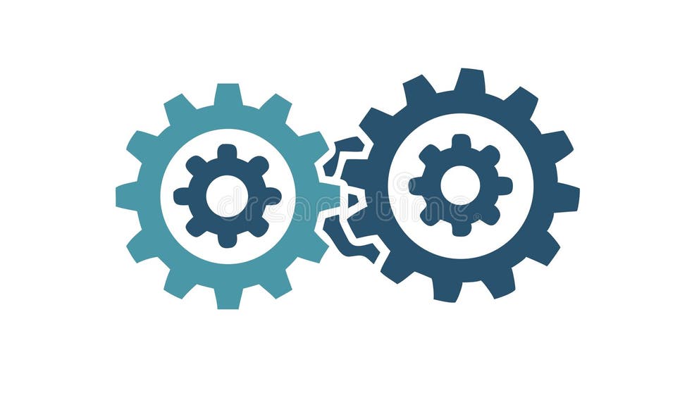 Interconnected Gears Icon, Process and Mechanical System, Engineering ...