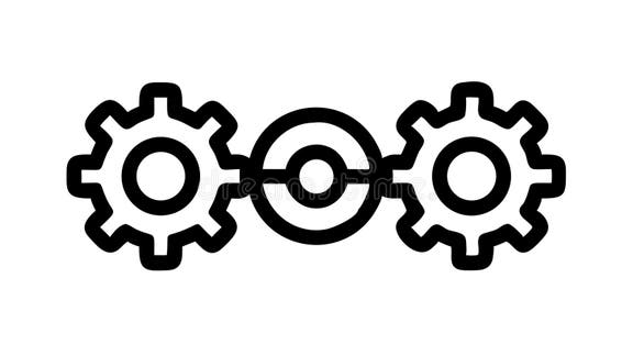 Interconnected Gears Icon for Teamwork and Mechanical Process, Vector ...