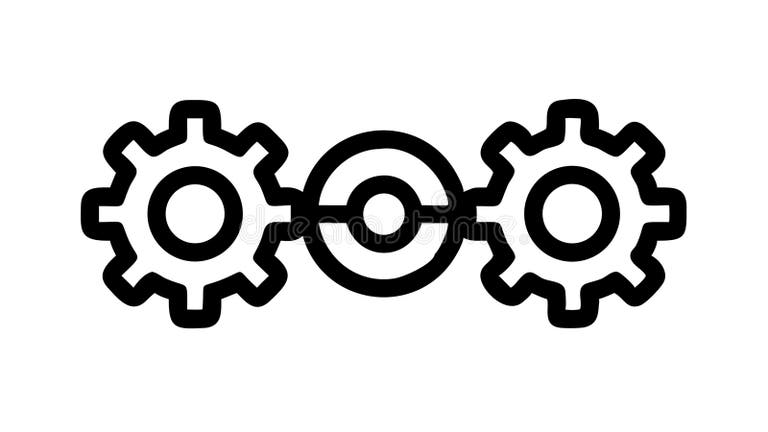 Interconnected Gears Icon for Teamwork and Mechanical Process, Vector ...