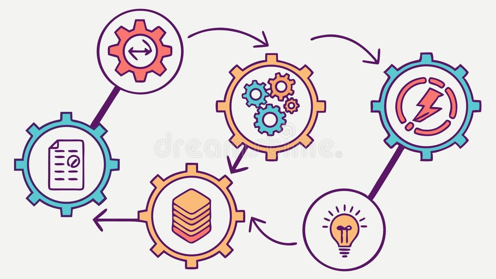 Interconnected Gears and Network Nodes, Vector Design Generative AI ...