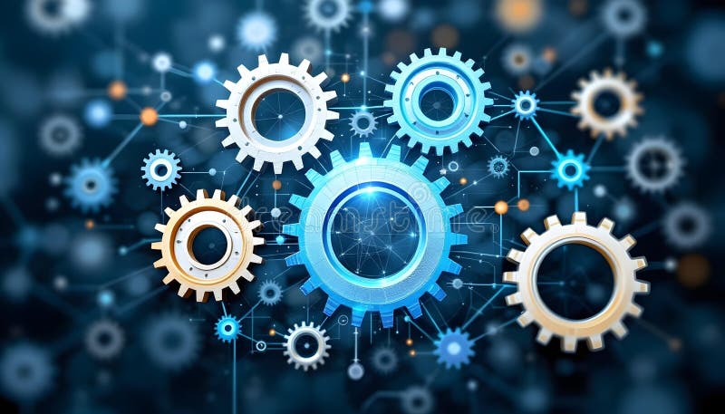 Interconnected Gears Network Technology Abstract Background Stock ...