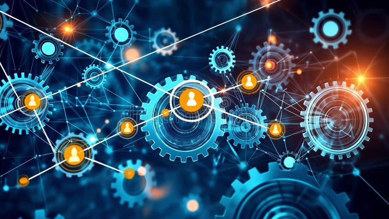 Gears Rotating and Connecting, Symbolizing Industrial Manufacturing ...