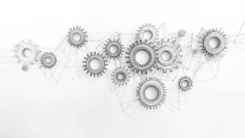 Interconnected Gears a Single Line Drawing Representing Collaboration ...