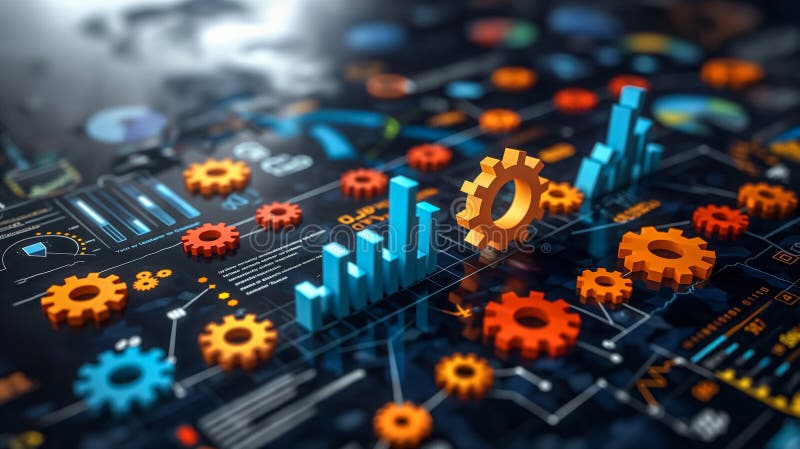 Interconnected Gears and Technology Symbols on Circuit Board Background ... Interconnected Gears and Technology Symbols on Circuit Board Background ...