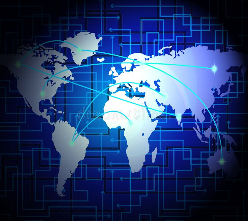 Interconnected Earth Planet Stock Illustration - Illustration of land ...