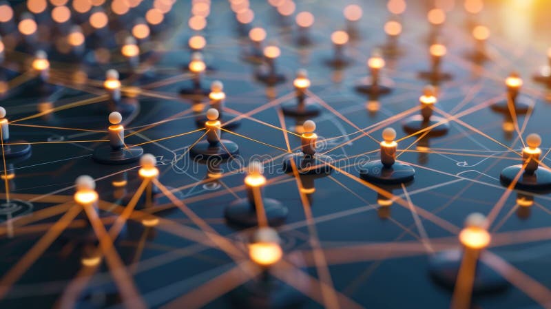 Interconnected Glowing Figures in Network Structure Stock Illustration ...