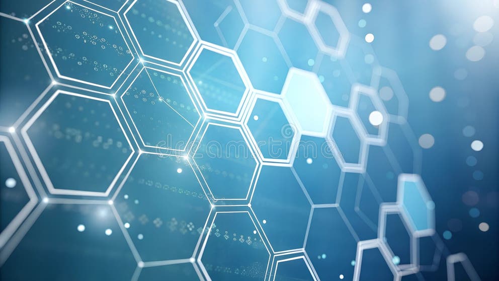 A Futuristic Digital Background with Interconnected Glowing Hexagons ...