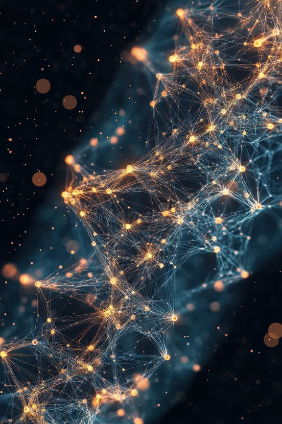 Interconnected Glowing Network. Complex System of Linked Points and ...