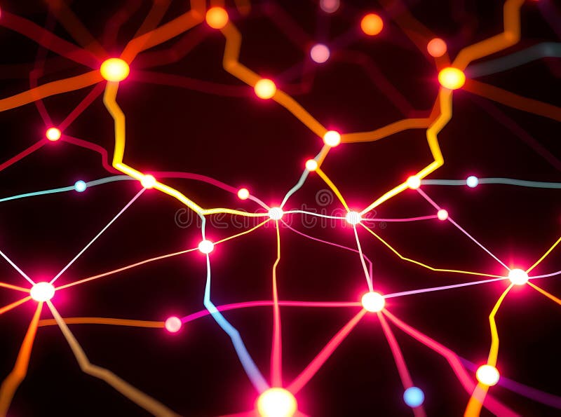 Interconnected Glowing Nodes Creating an Abstract Network Ai Generated Stock Illustration ...