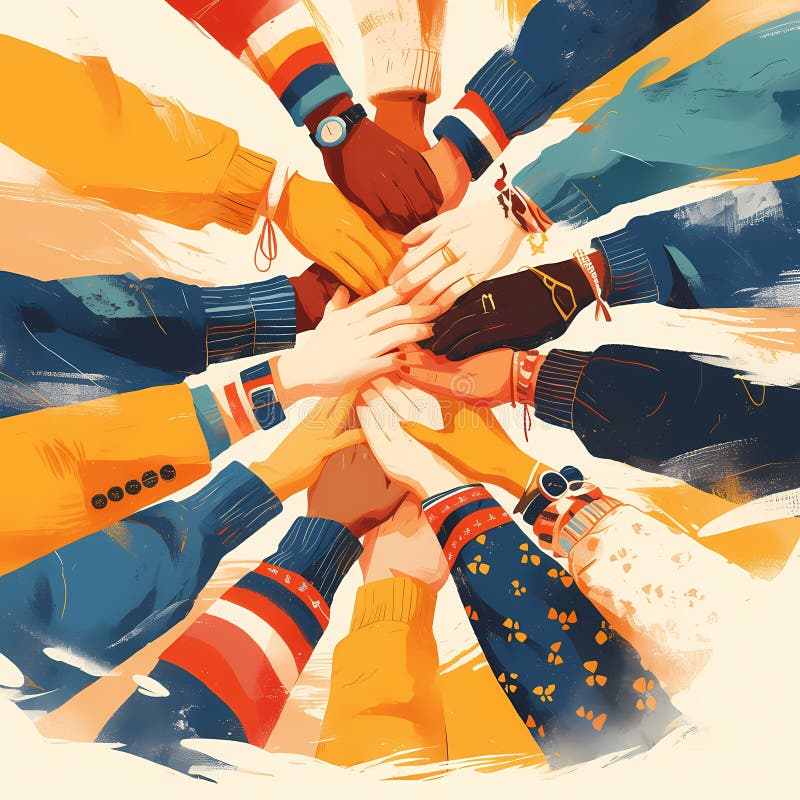 Interconnected Hands Weaving Together Stock Illustration - Illustration ...