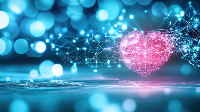 Interconnected Heart, Network of Lines and Dots Symbolizing Love ...