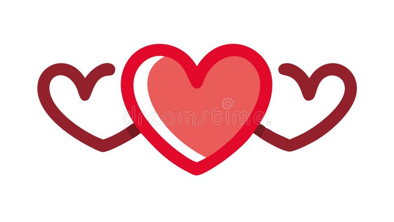 Interconnected Hearts Icon, Love Relationship Bond, Vector Design ...