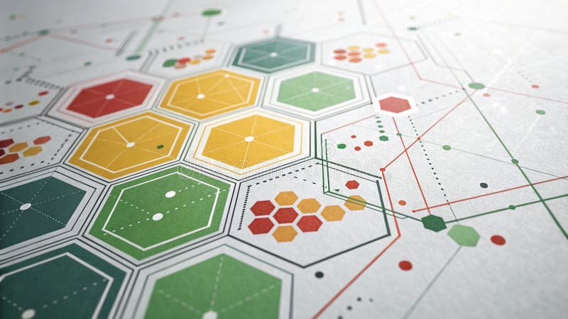 Interconnected Hexagon Network a Data Visualization Stock Illustration - Illustration of ...