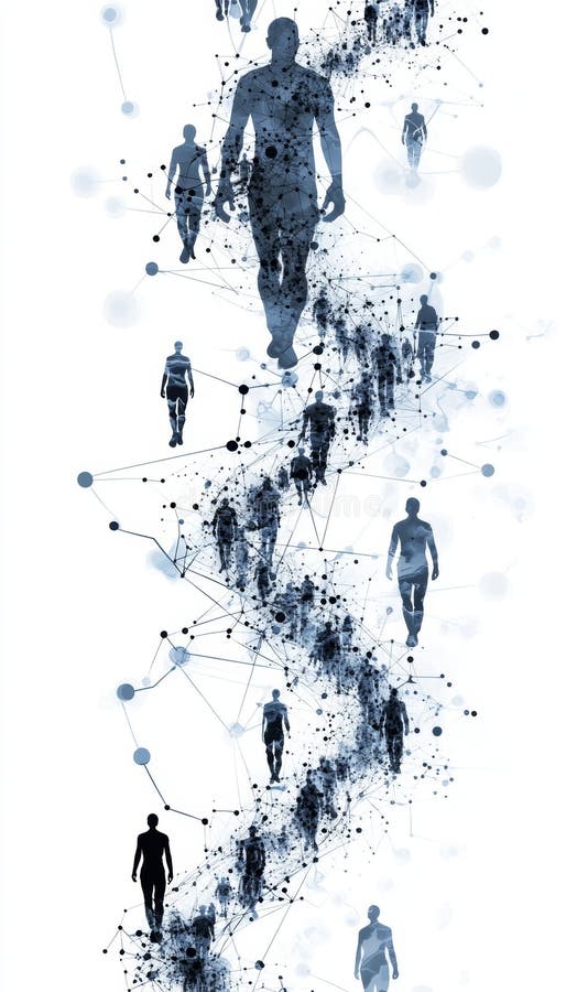 Interconnected Human Figures in a Network, Digital Representation of ...